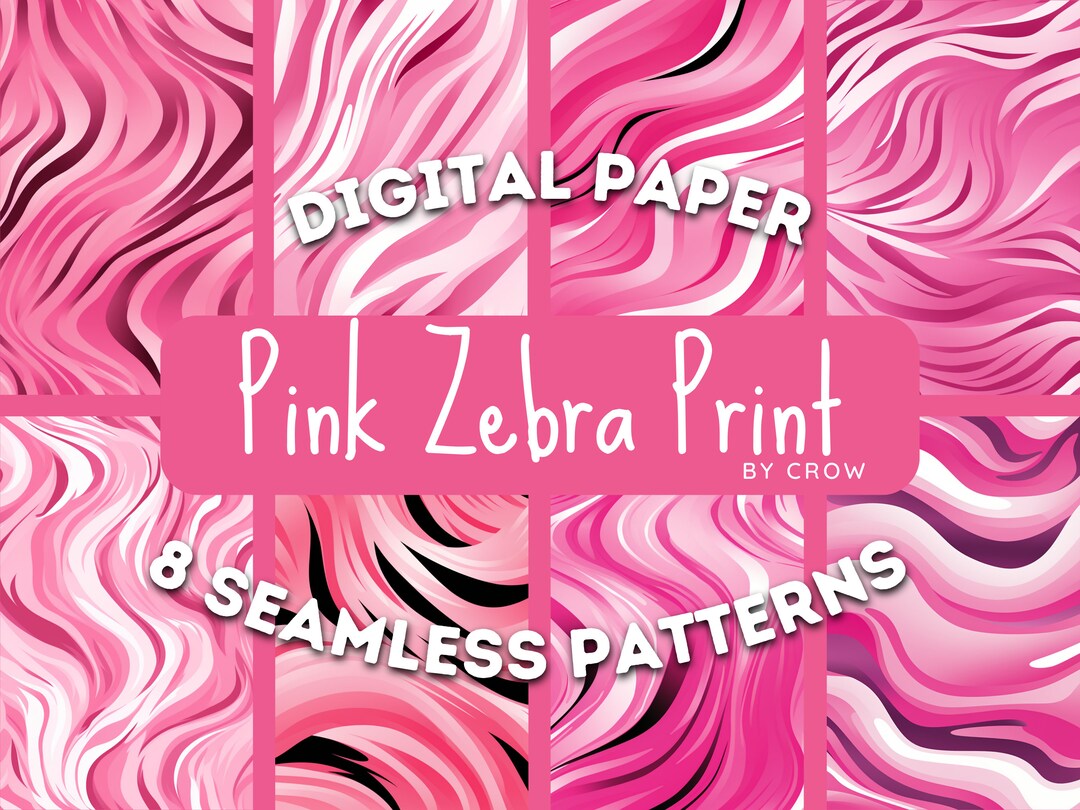 Pink Zebra Print Paper Digital Paper Pack | Seamless Patterns ...