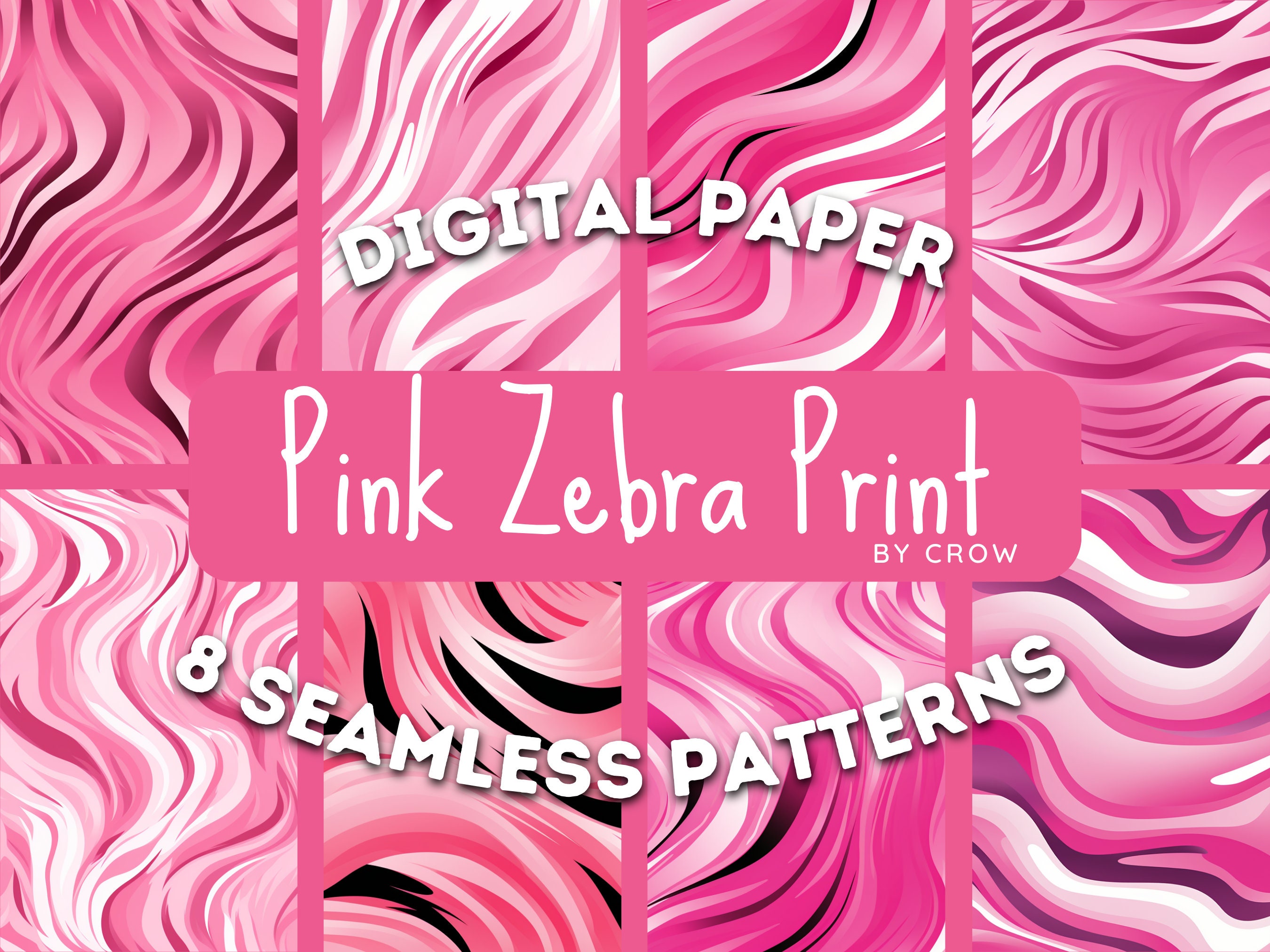 Pink Zebra Print Paper Digital Paper Pack | Seamless Patterns ...