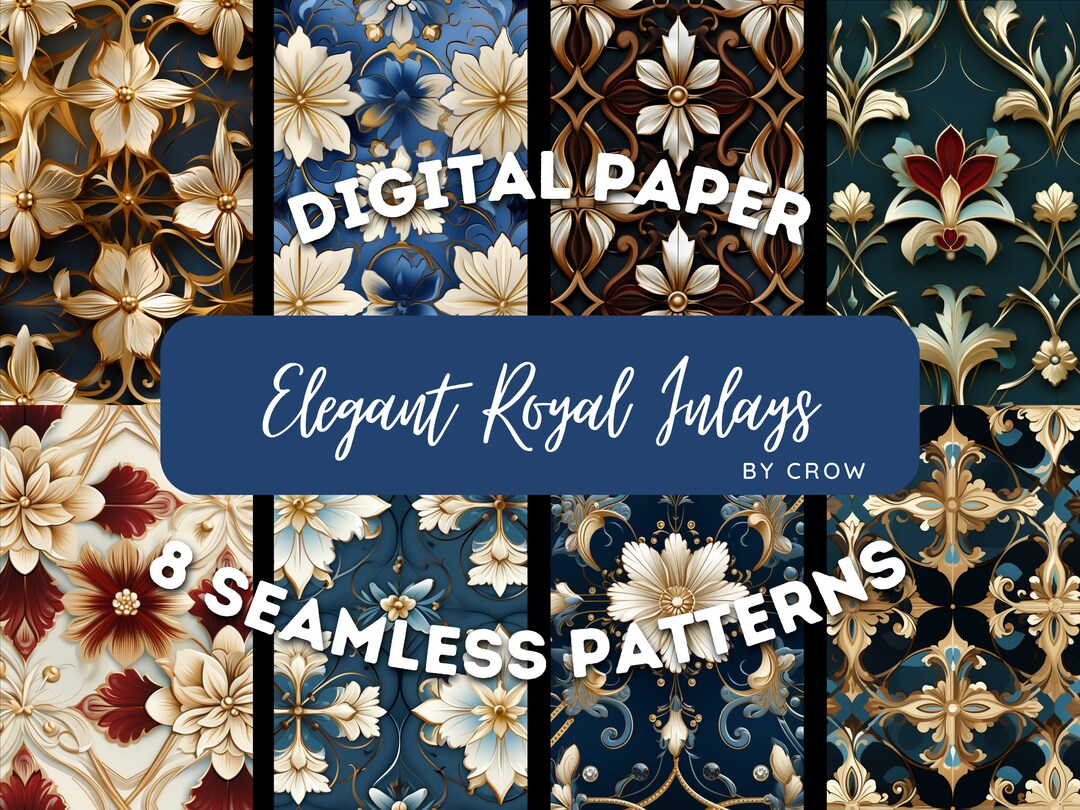 Elegant Royal Inlays Digital Paper Pack, Seamless Patterns With Shiny ...