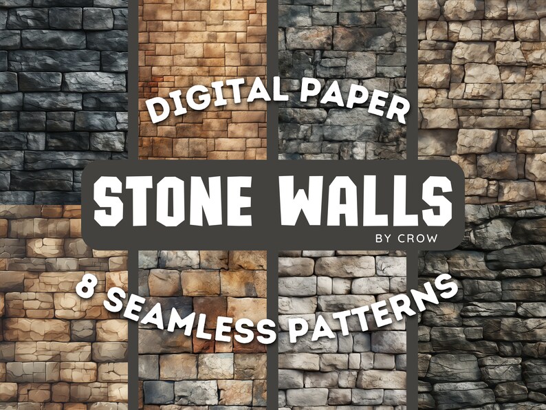 Stone Walls Digital Paper Pack | Seamless Patterns | Commercial Use ...