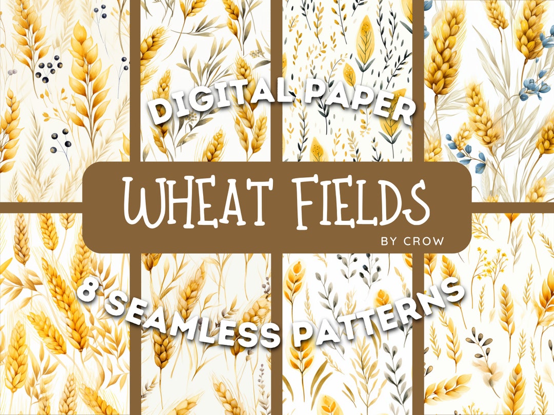 Wheat Fields Paper Digital Paper Pack | Seamless Patterns | Commercial ...