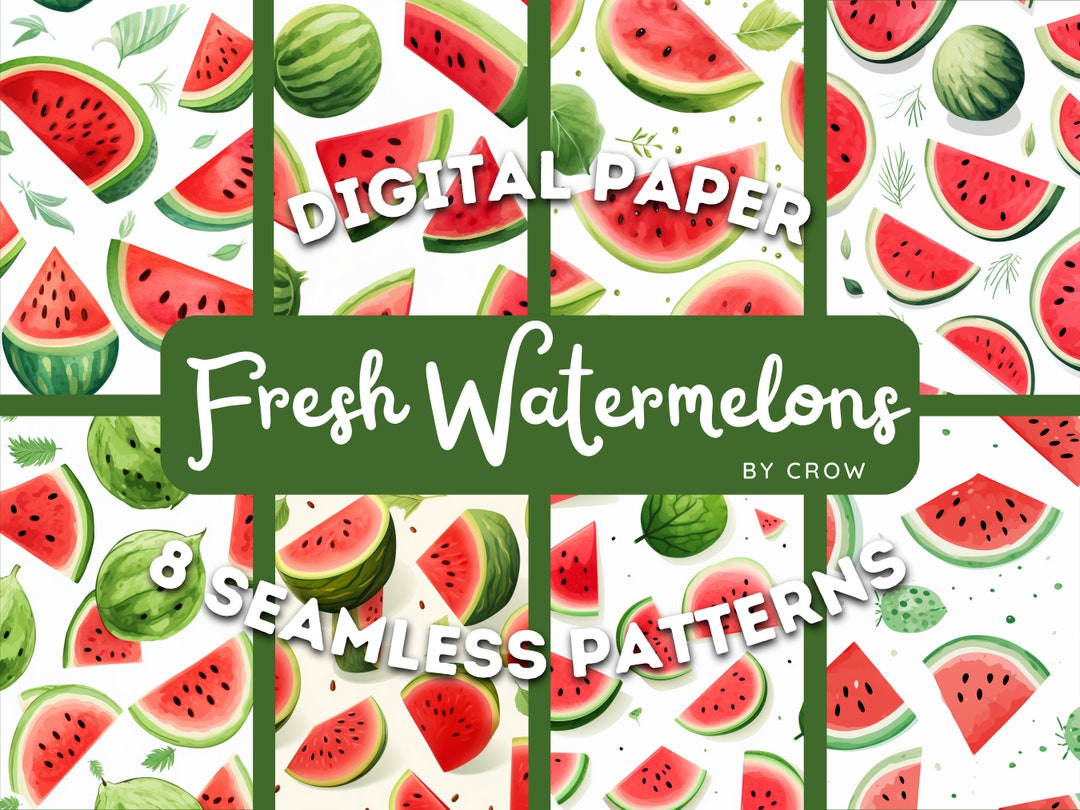 Fresh Watermelons Fruit Digital Paper Pack | Seamless Patterns ...