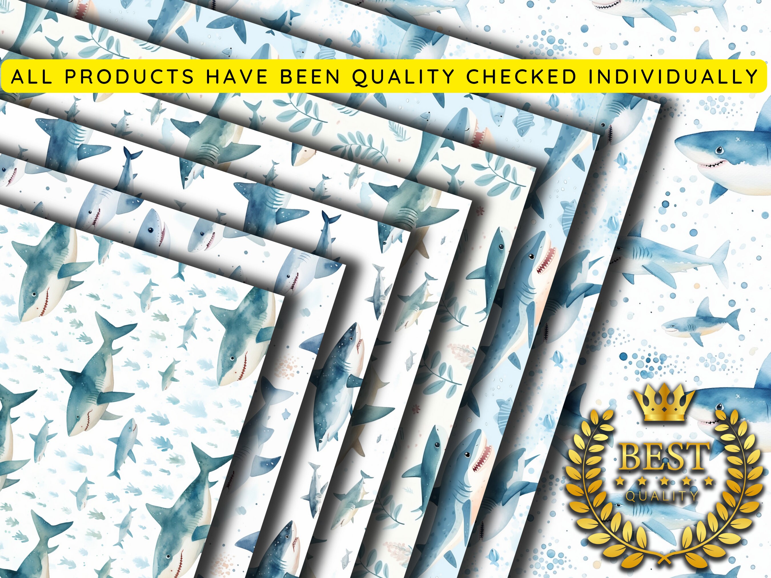 Cool Sharks Digital Paper Pack | Seamless Patterns | Commercial Use ...