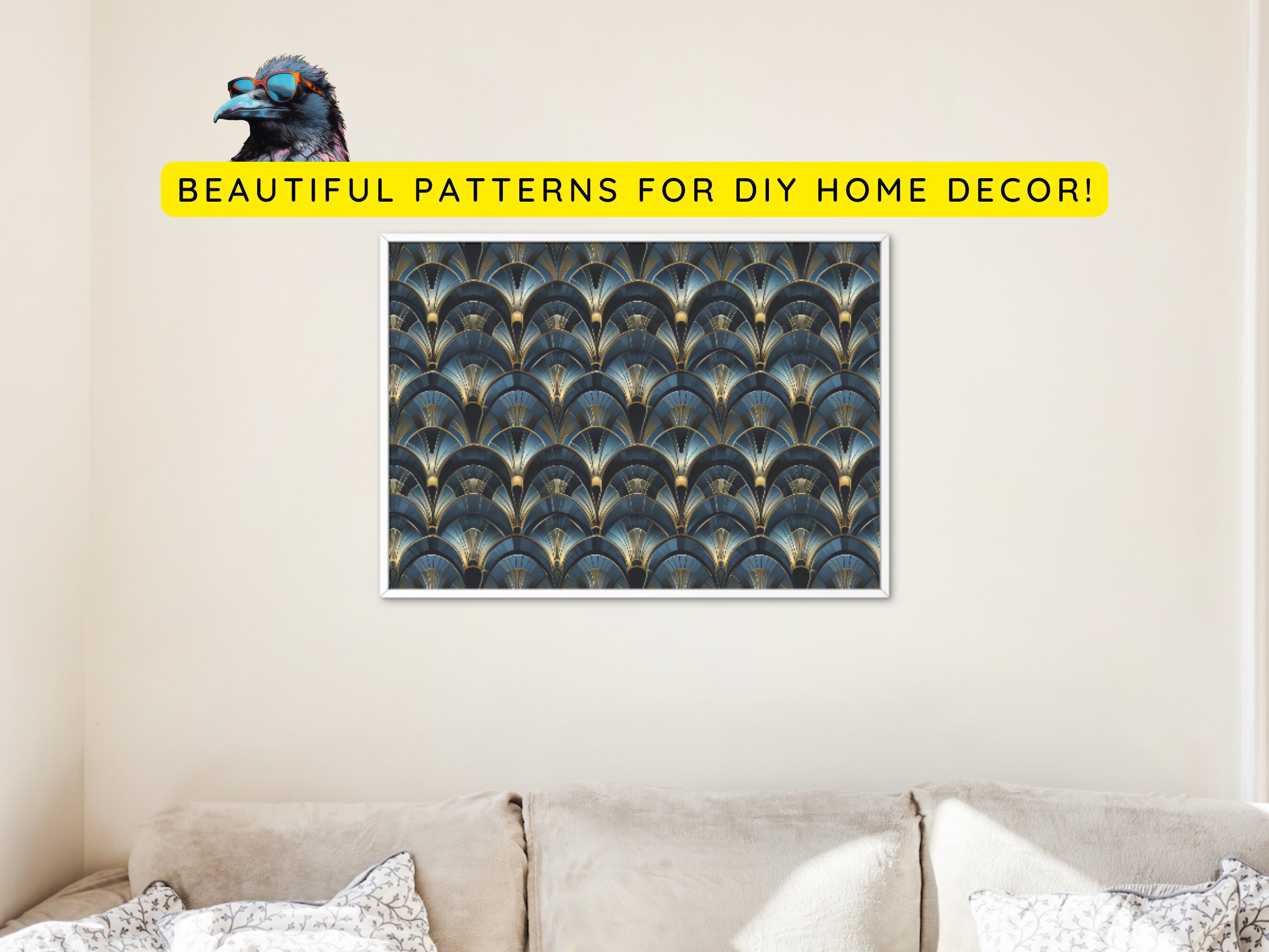 Navy Blue and Gold Art Deco Digital Paper Pack | Seamless Patterns ...