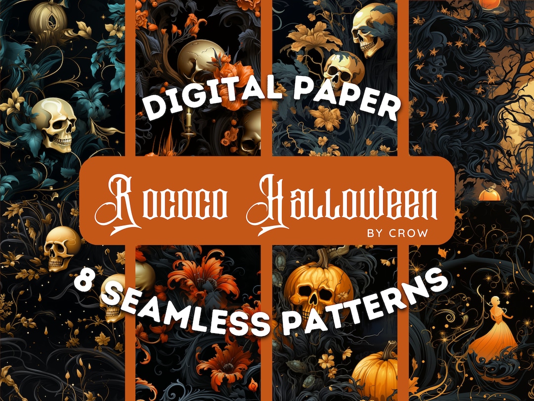 Rococo Halloween Digital Paper Pack | Seamless Patterns | Commercial ...