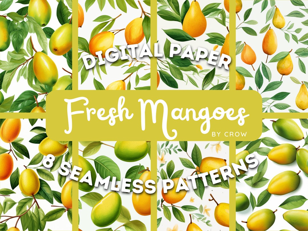 Fresh Mangoes Fruit Digital Paper Pack | Seamless Patterns | Commercial ...