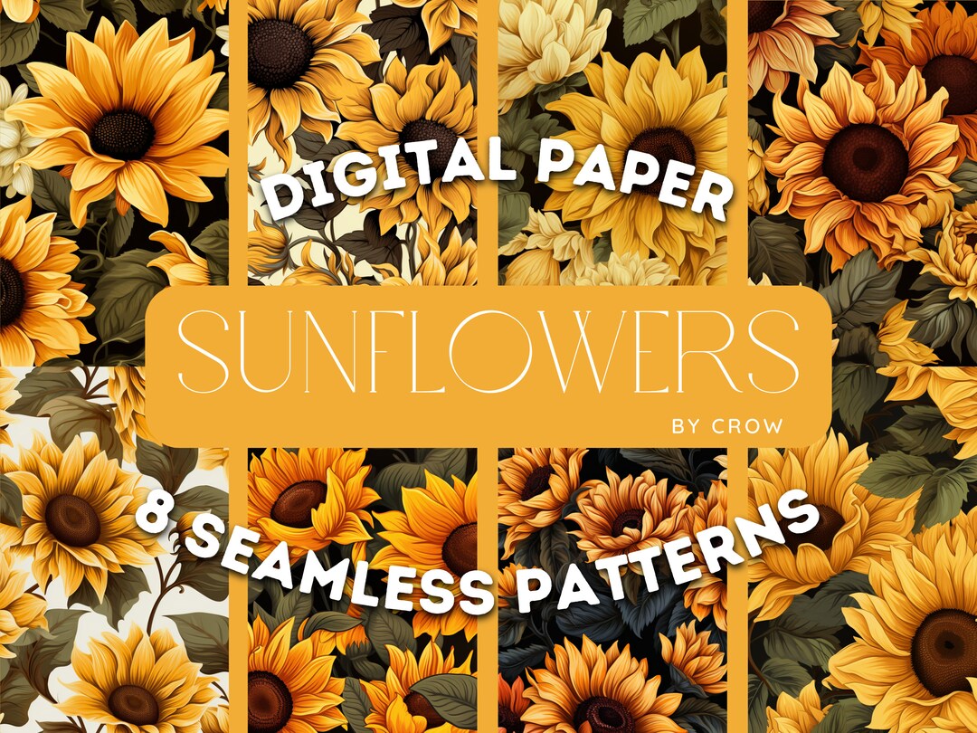 Sunflowers Digital Paper Pack | Seamless Patterns | Commercial Use ...