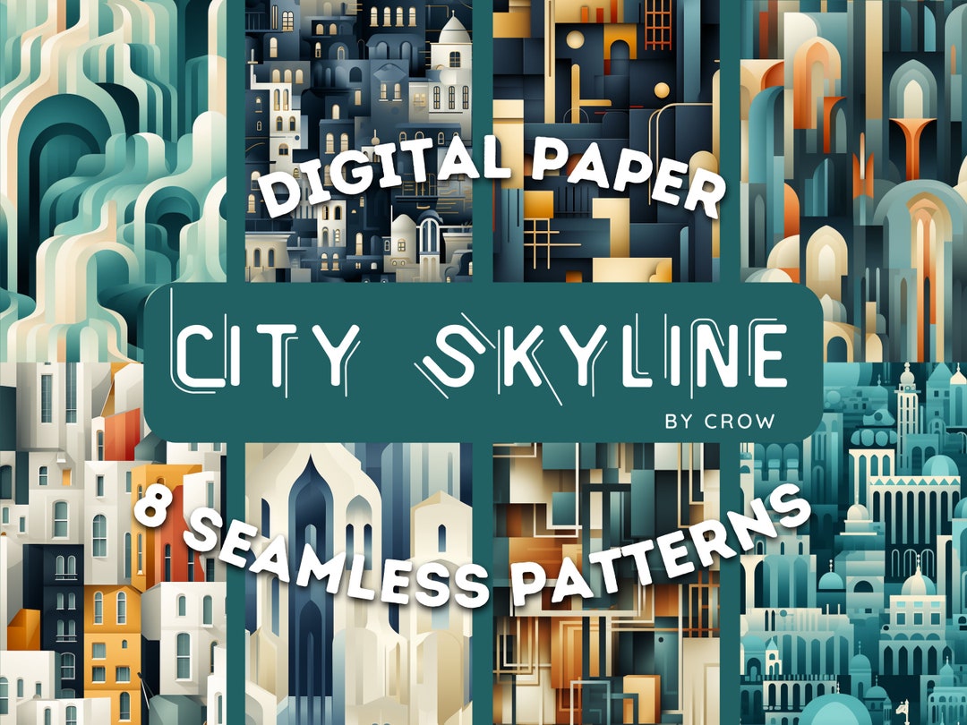 City Skylines Digital Paper Pack | Seamless Patterns | Commercial Use ...