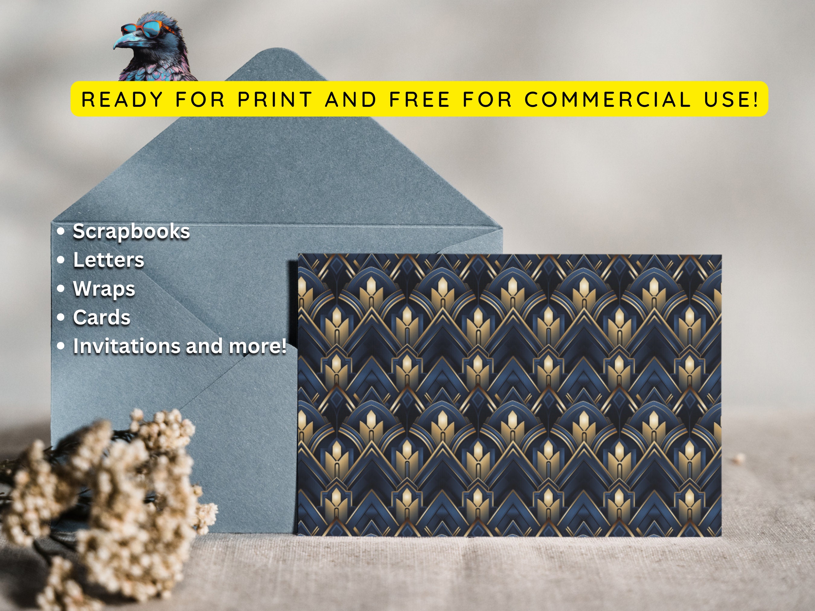 Navy Blue and Gold Art Deco Digital Paper Pack | Seamless Patterns ...