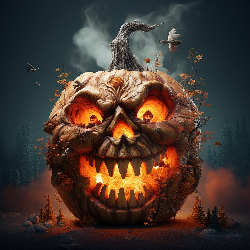 Halloween Pumpkin Digital Art - Etsy