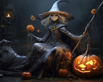 Halloween Pumpkin Digital Art - Etsy