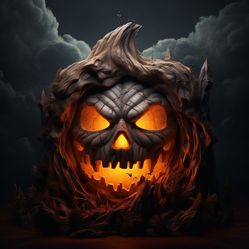 Halloween Pumpkin Digital Art - Etsy