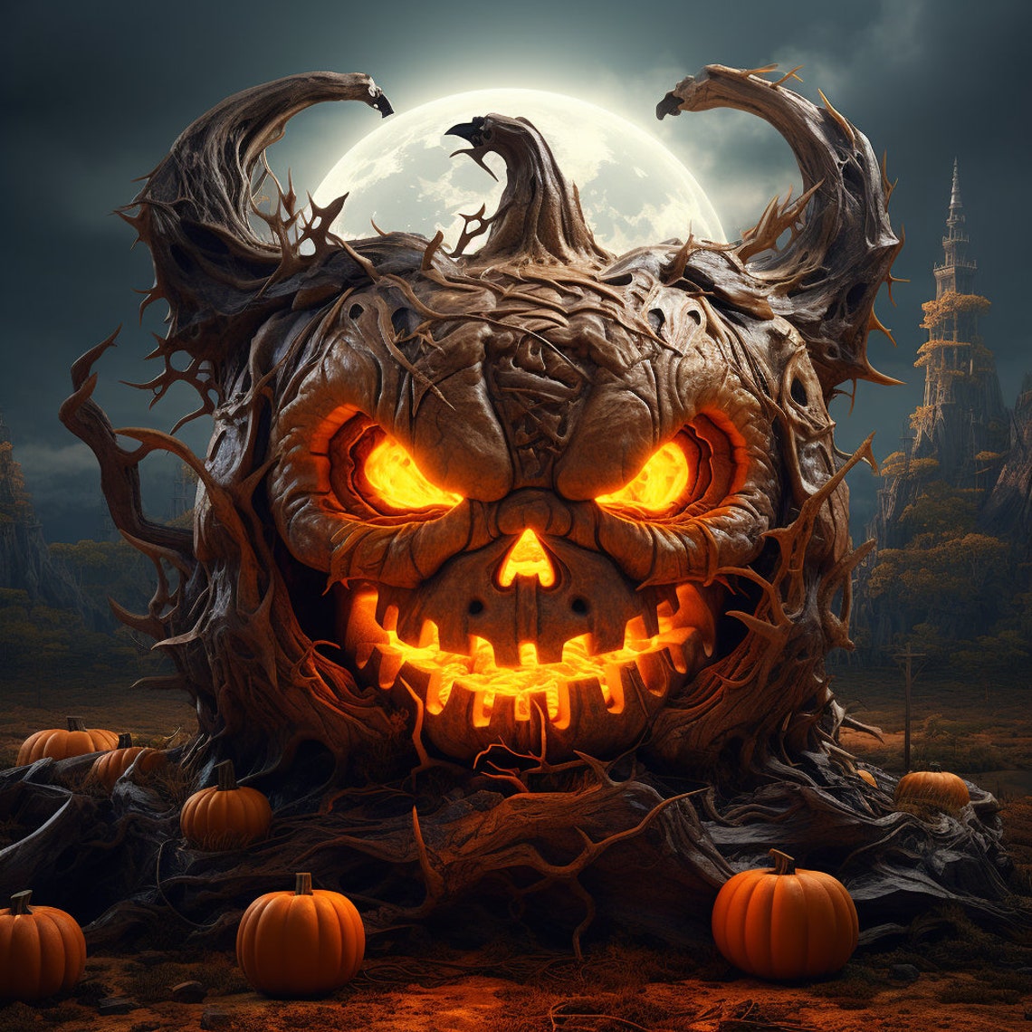 Halloween Pumpkin Digital Art - Etsy