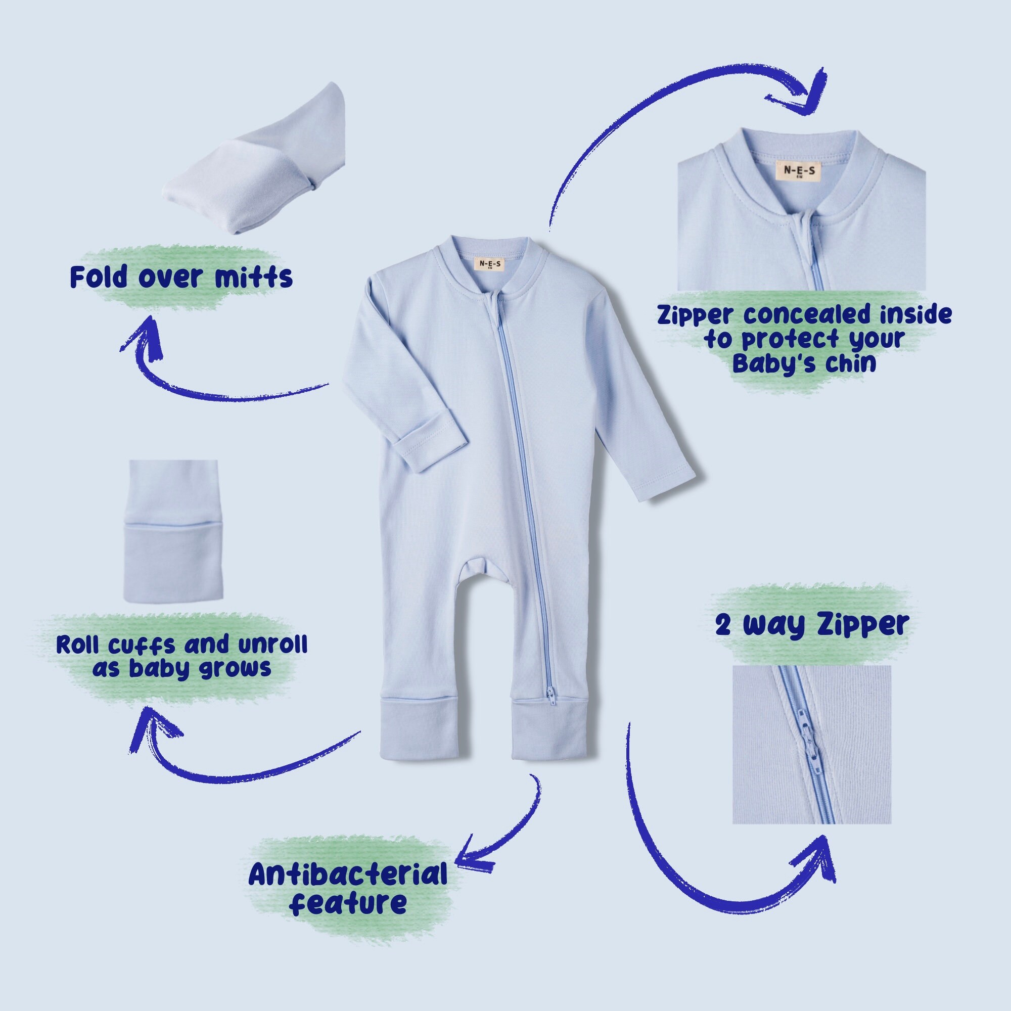 Organic Cotton Easy Diaper Change Baby Boys Footed Pajamas, One-piece ...