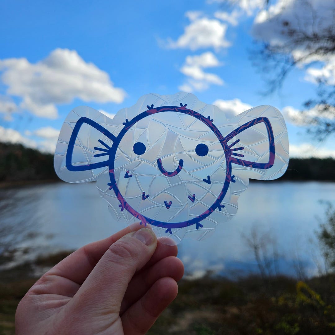 Pufferfish Rainbow Maker Suncatcher – Window Cling Decal for Good Mood ...