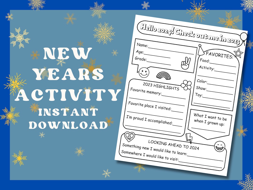 New Year Printable for Kids NYE Toddler New Years Kids Activity Pages ...