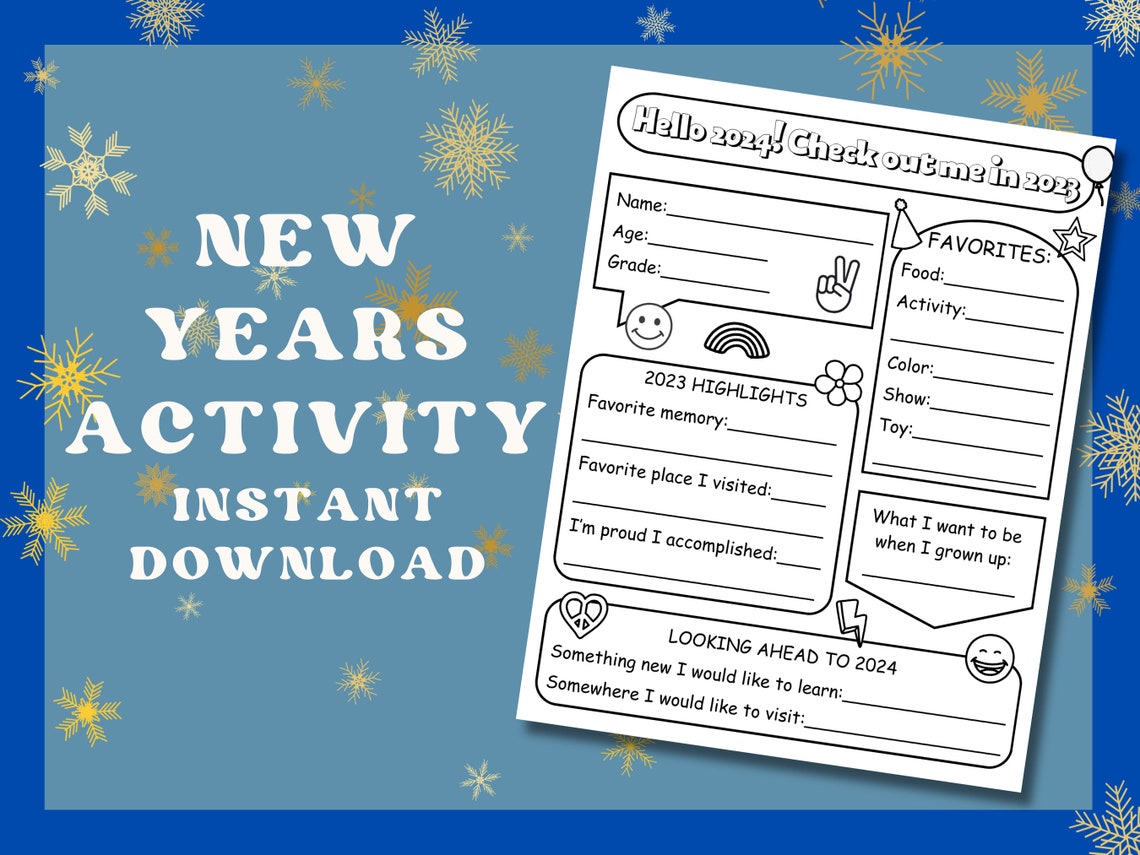 New Year Printable for Kids NYE Toddler New Years Kids Activity Pages ...