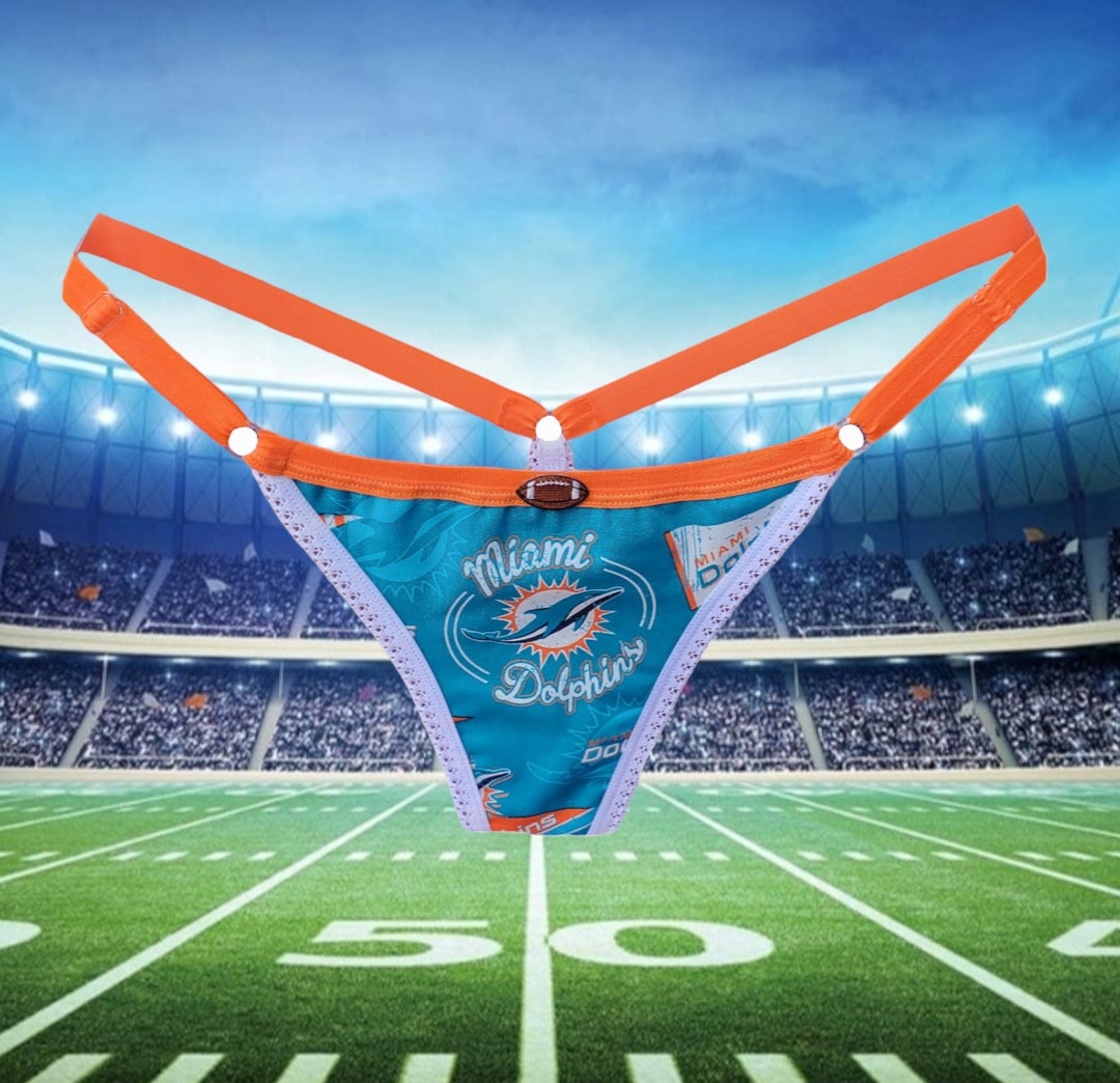 Miami Dolphins Cotton T Back Strap Thong Panties Handmade Lingerie ...