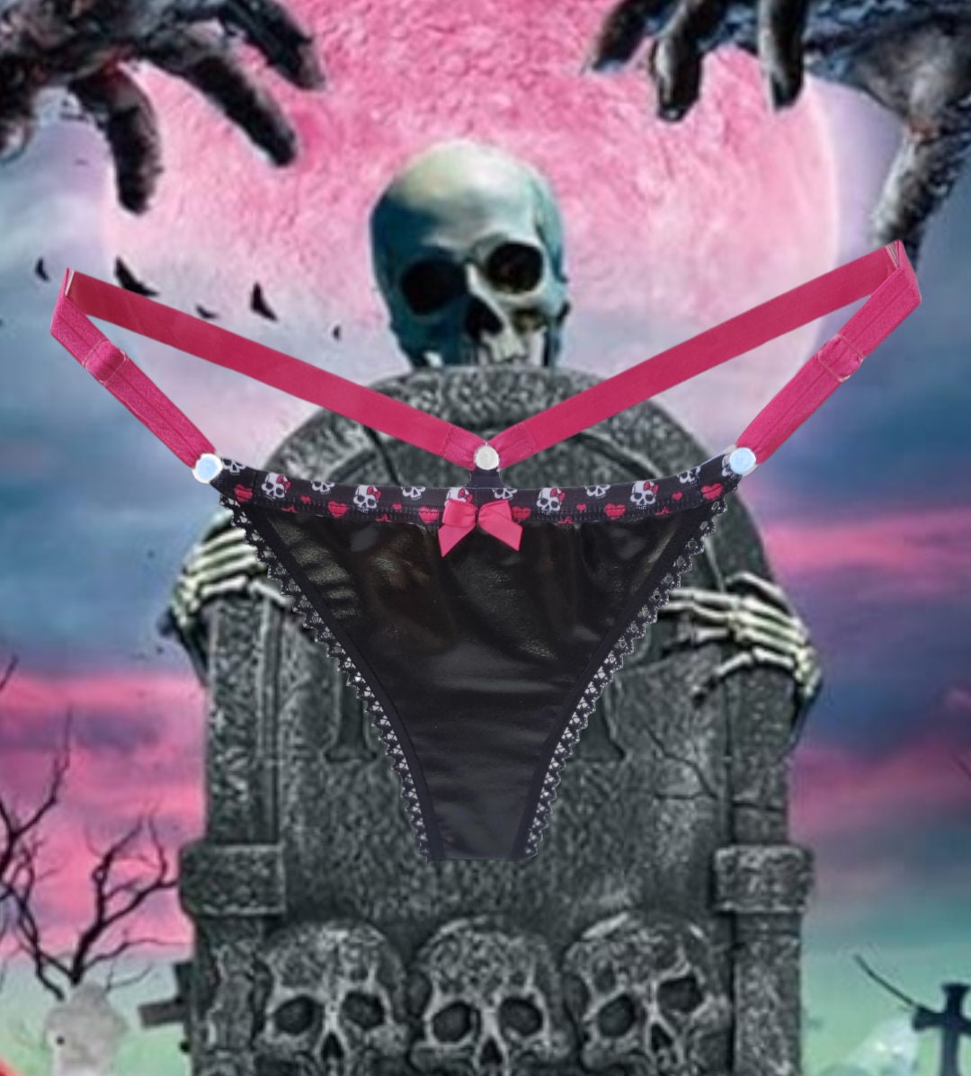 Skulls T Back Strap Thong Vinyl Lingerie Halloween Underwear - Etsy