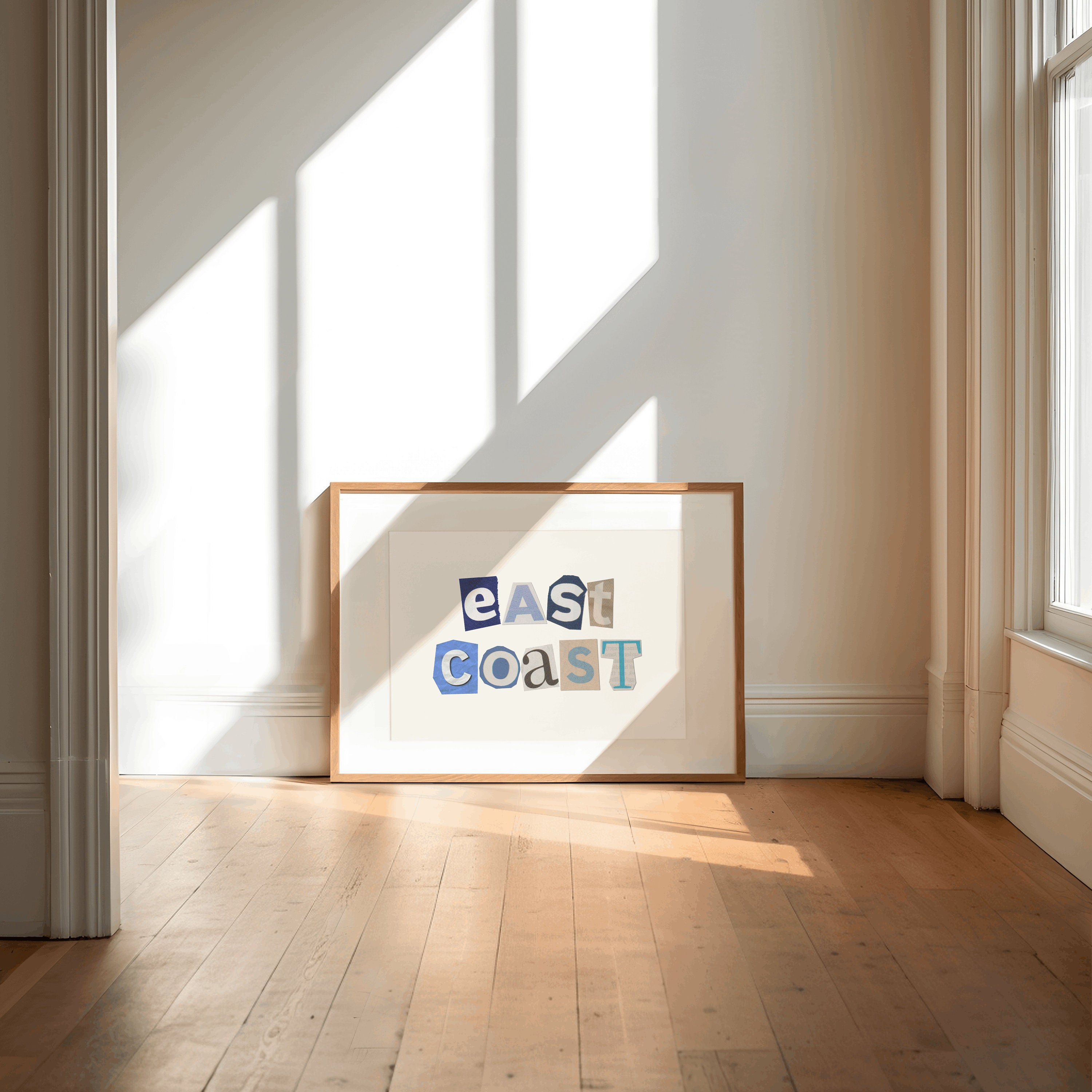 East Coast Blue Horizontal Vintage Beachy Art Seaside Dorm Room Decor ...