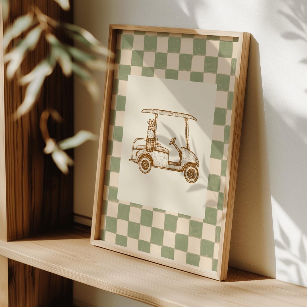 Neutral Golf Cart Print, Baby Boy Golf Nursery Decor, Digital PNG Files ...