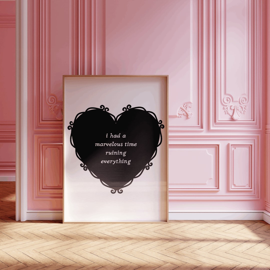 Black Dark Coquette Trendy Quote Heart Bow Digital Print Balletcore ...