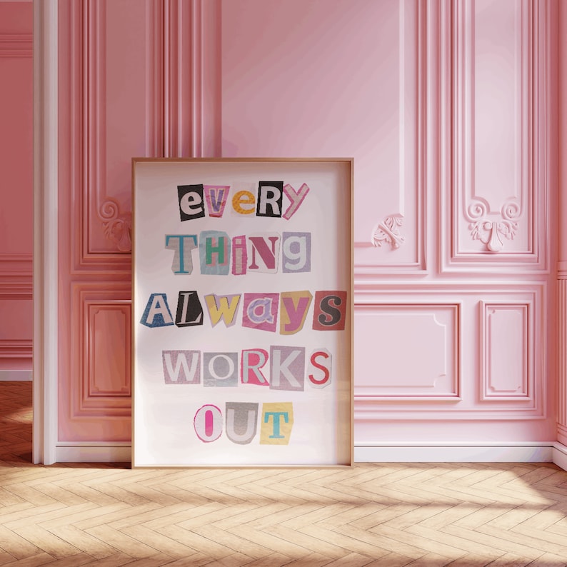Pink Coquette Everything Always Works Out Ribbon Bow Digital Print ...