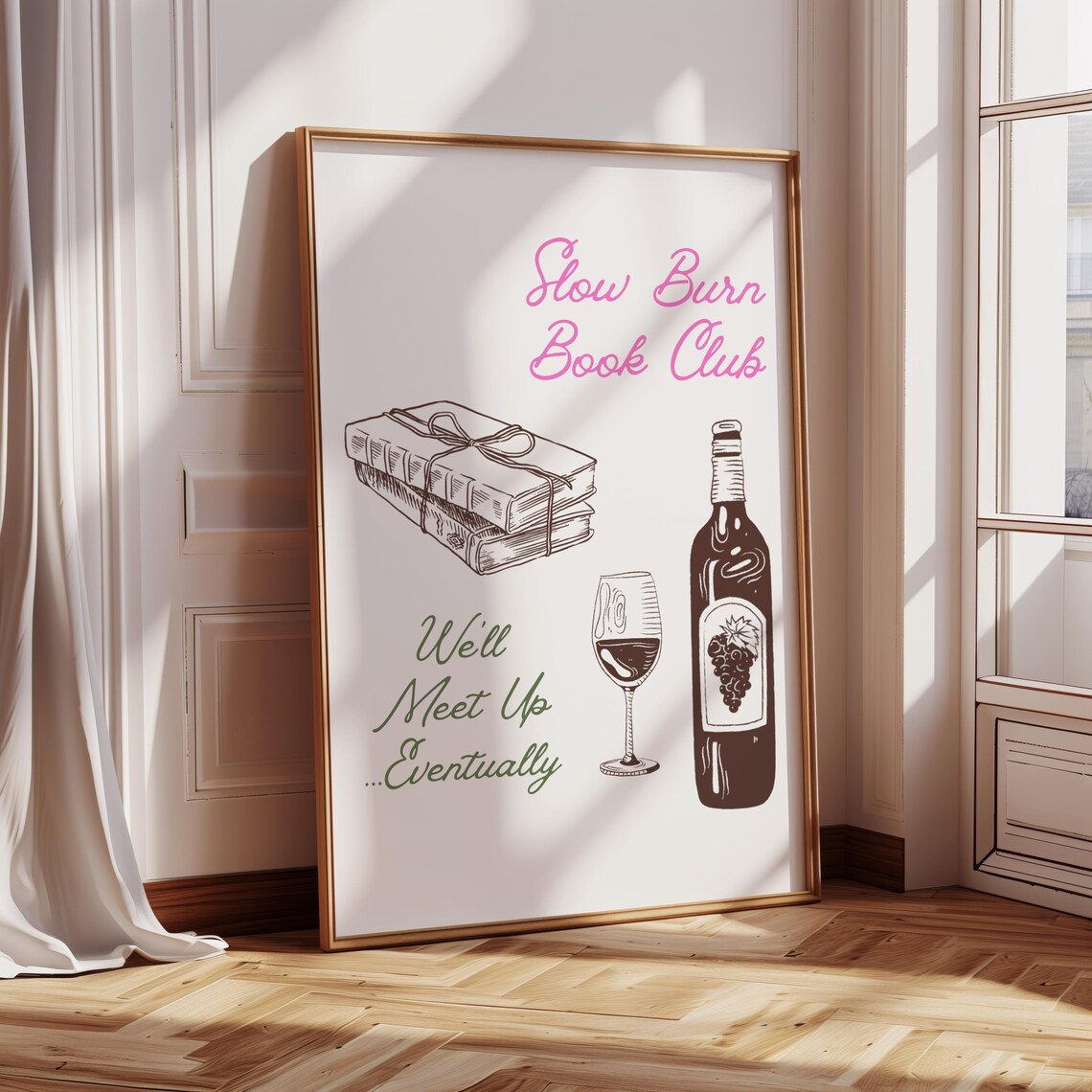 Slow Burn Book Club Romance Novel Trope Poster Book Lover Print Wine ...