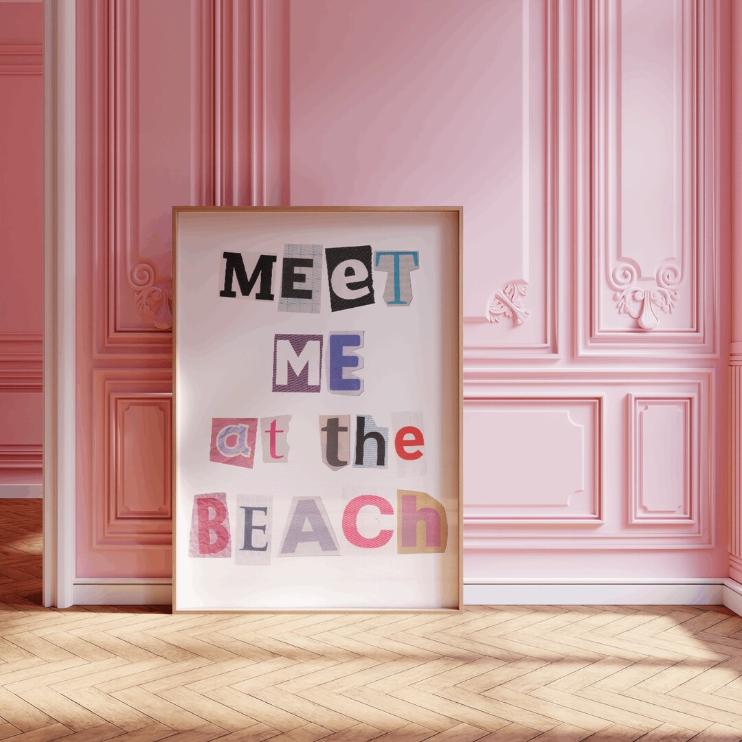 Pink Coastal Coquette Magazine Meet Me at the Beach Digital Print ...