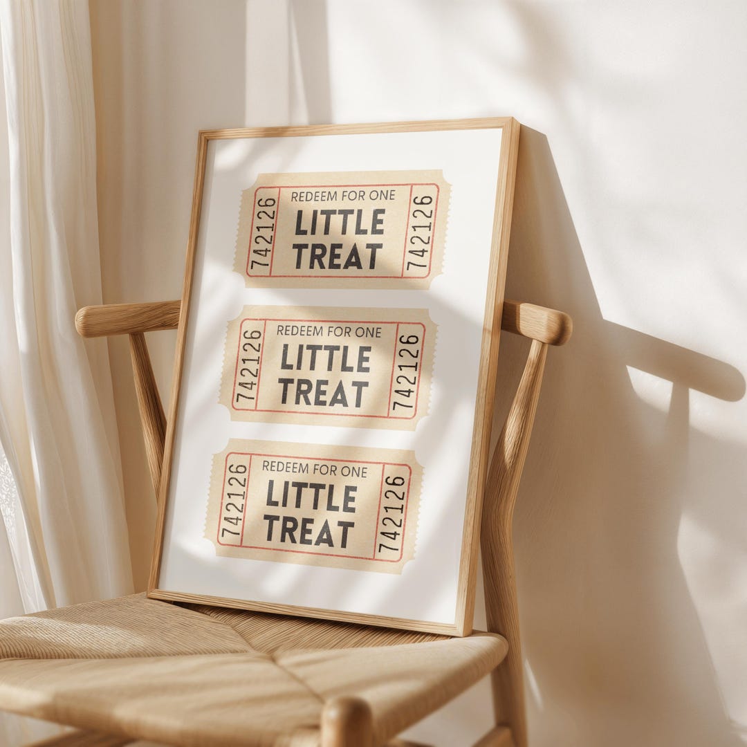 Redeem for One Little Treat Retro Raffle Ticket Dorm Room Decor Vintage ...
