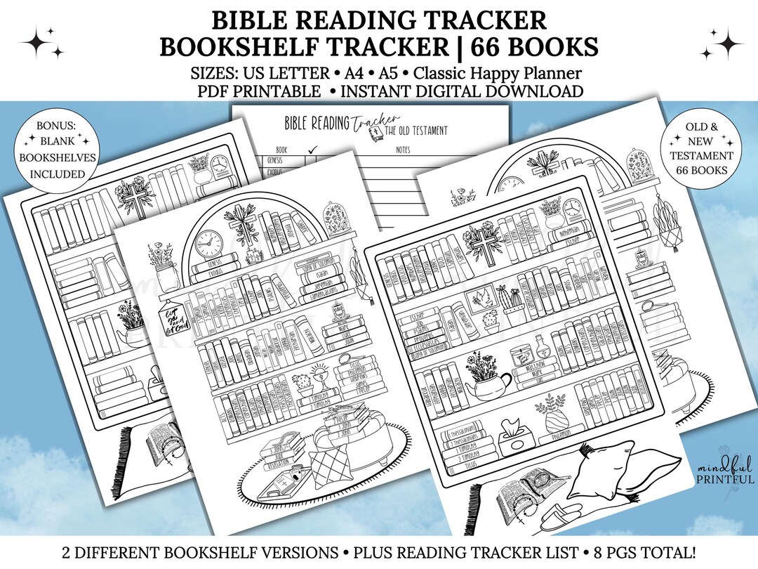 Bible Reading Tracker Coloring Bookshelf Reading Tracker Printable 66 ...