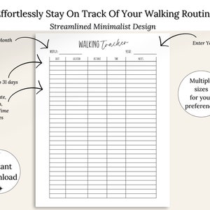 Walking Tracker Printable PDF, Walking Challenge, Workout, Exercise ...