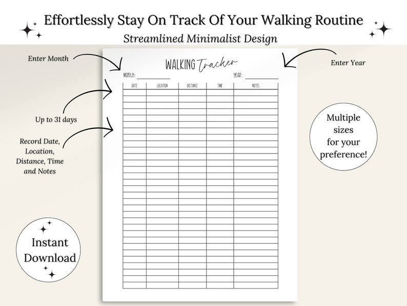 Walking Tracker Printable PDF, Walking Challenge, Workout, Exercise ...