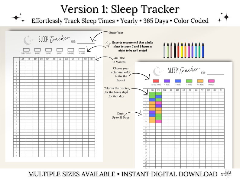 Sleep Tracker Printable, Sleep Log, Sleep Habit Tracker, Sleep Journal ...
