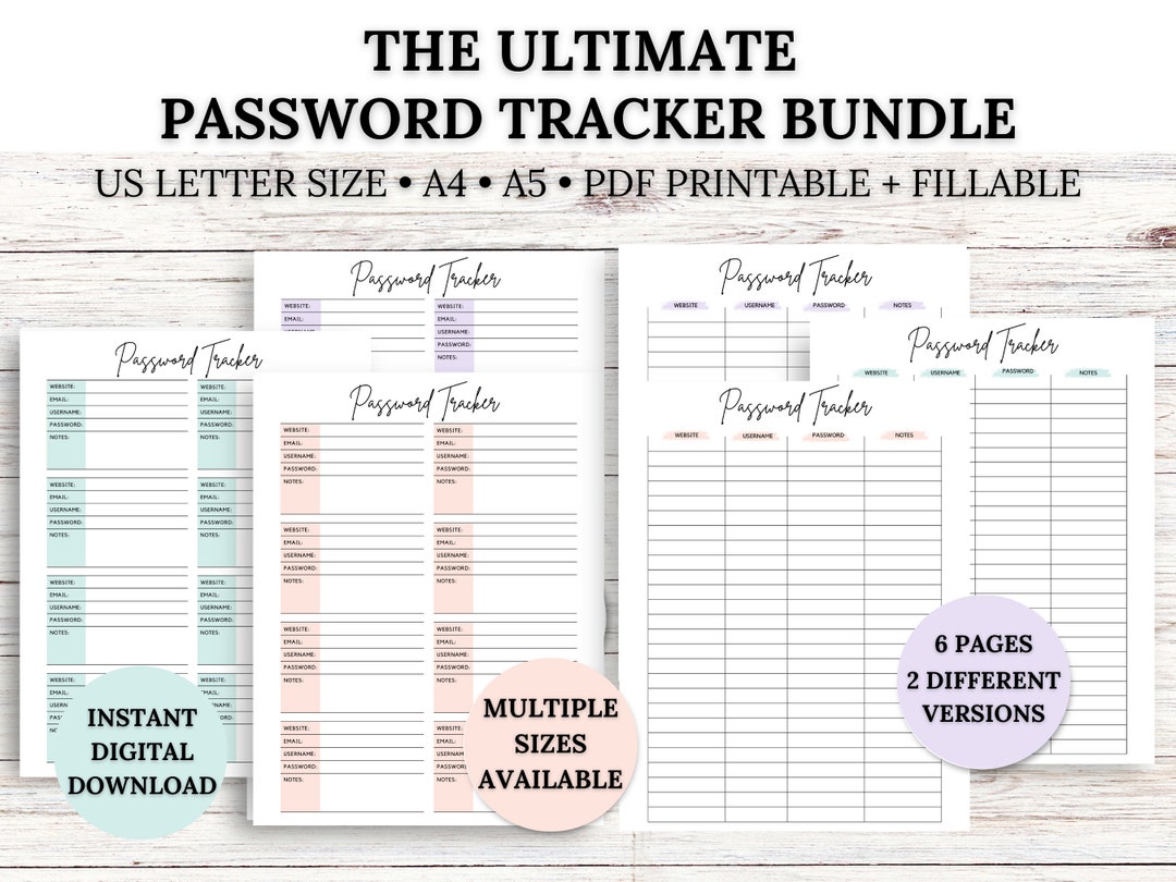 Password Tracker Bundle, Password Book, Password Journal, Website ...
