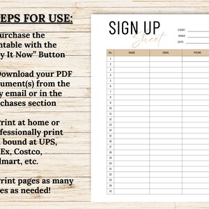 Simple Minimalist Sign up Sheet Bundle, Sign up Sheet Template, Potluck ...