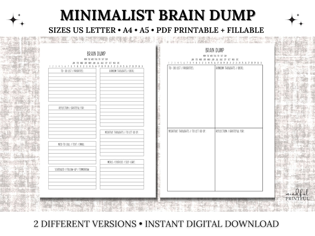 Brain Dump Printable, Adhd Brain Dump, to Do List Template, Thought ...