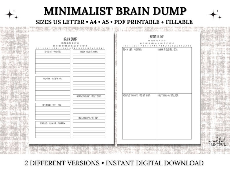 Brain Dump Printable, Adhd Brain Dump, to Do List Template, Thought ...