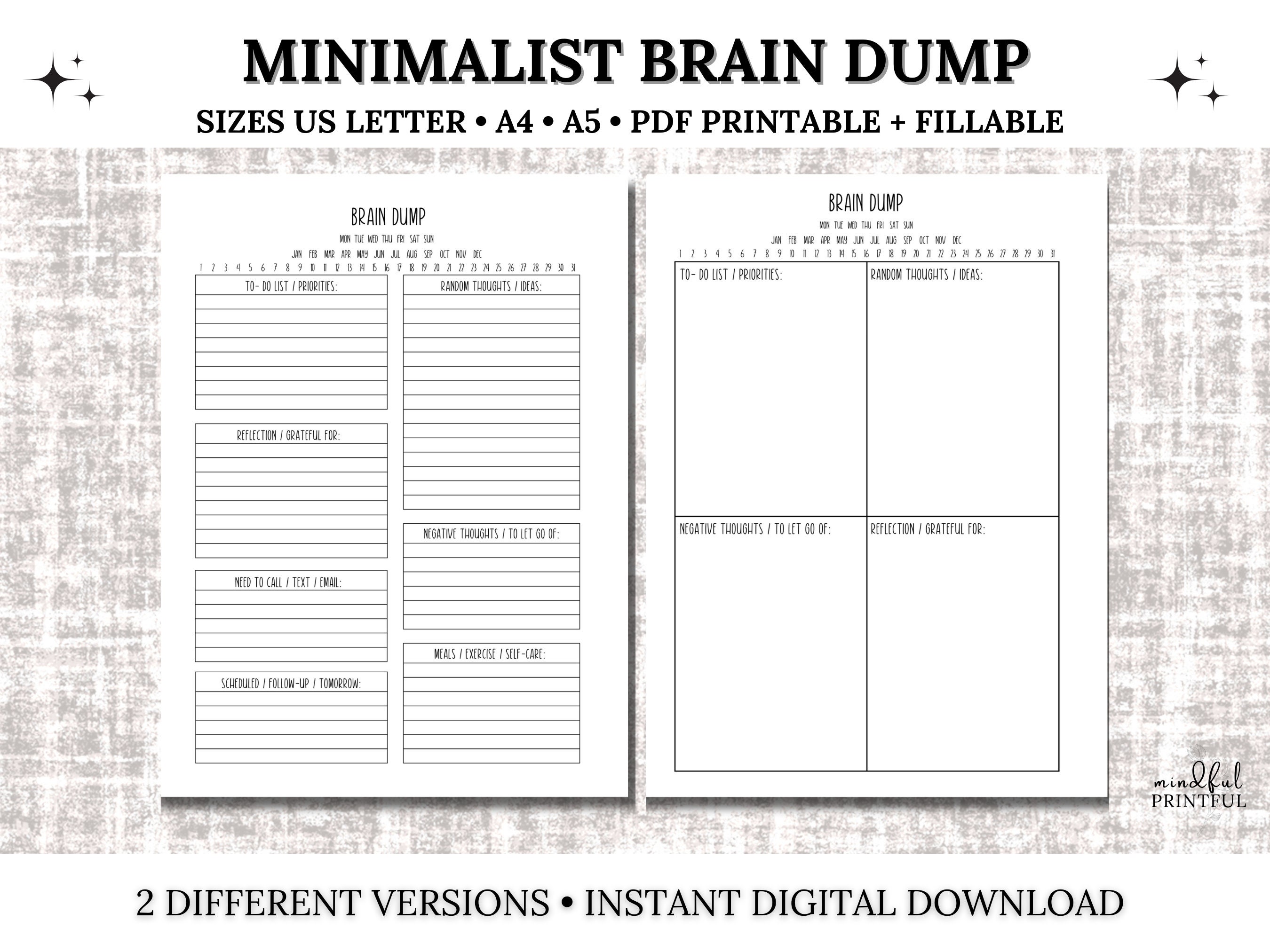 Brain Dump Printable, Adhd Brain Dump, to Do List Template, Thought ...