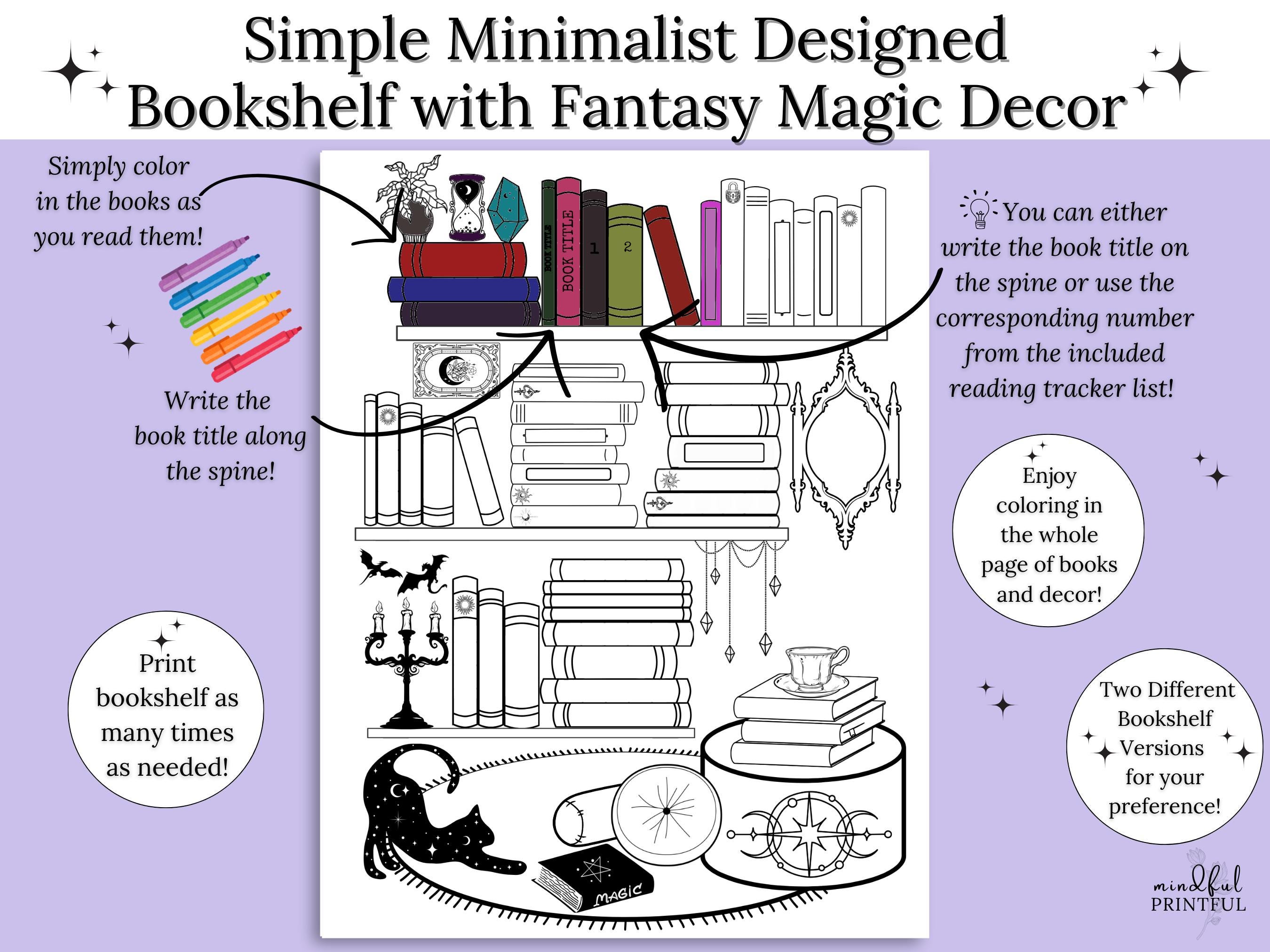 Fantasy Bookshelf Reading Tracker Printable, Reading Log, Books Read ...