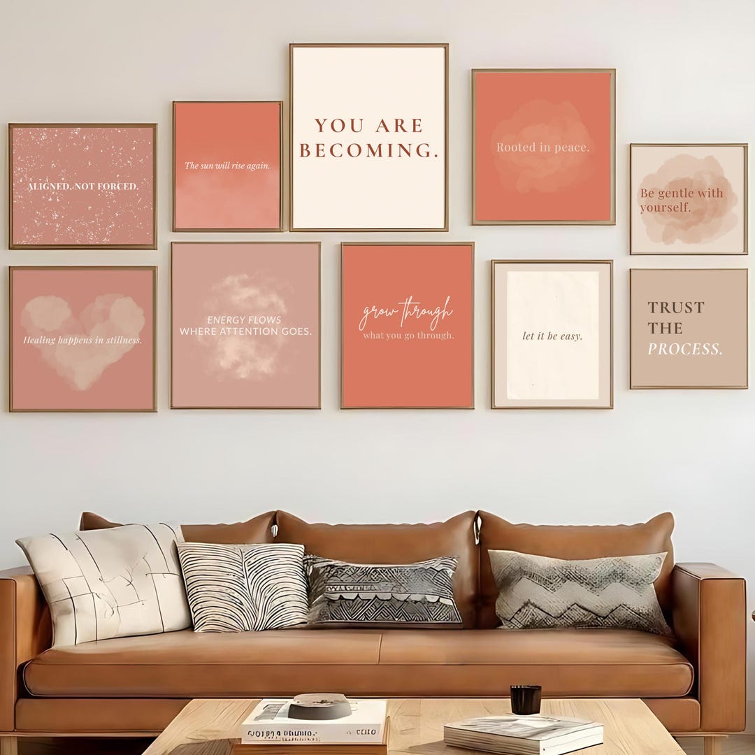 Earthy Boho Therapy Wall Art Set of 10 Warm Terracotta Printables ...