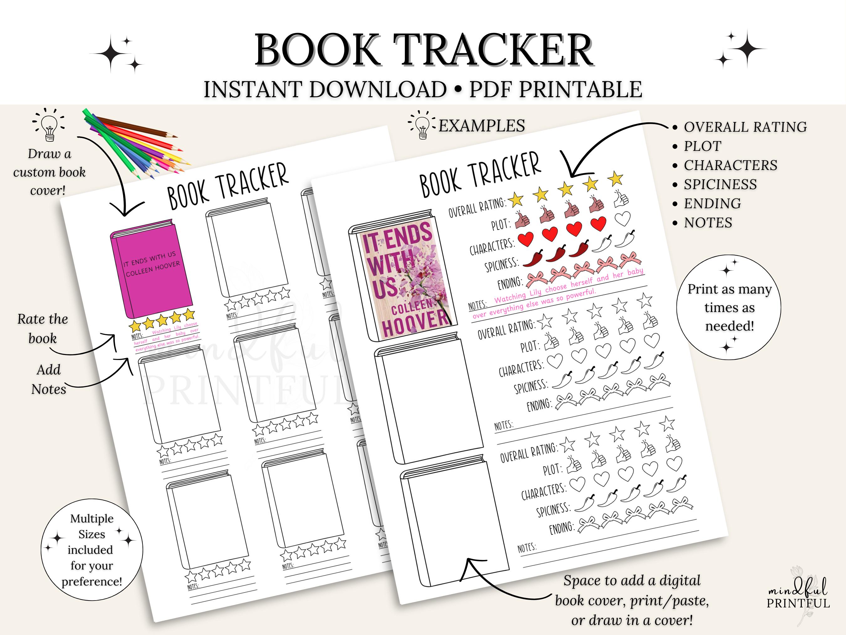Book Tracker Printable Book Review Reading Tracker Book Log Reading ...
