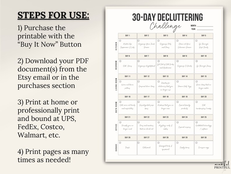 30 Day Declutter Challenge With Declutter Checklist Printable ...