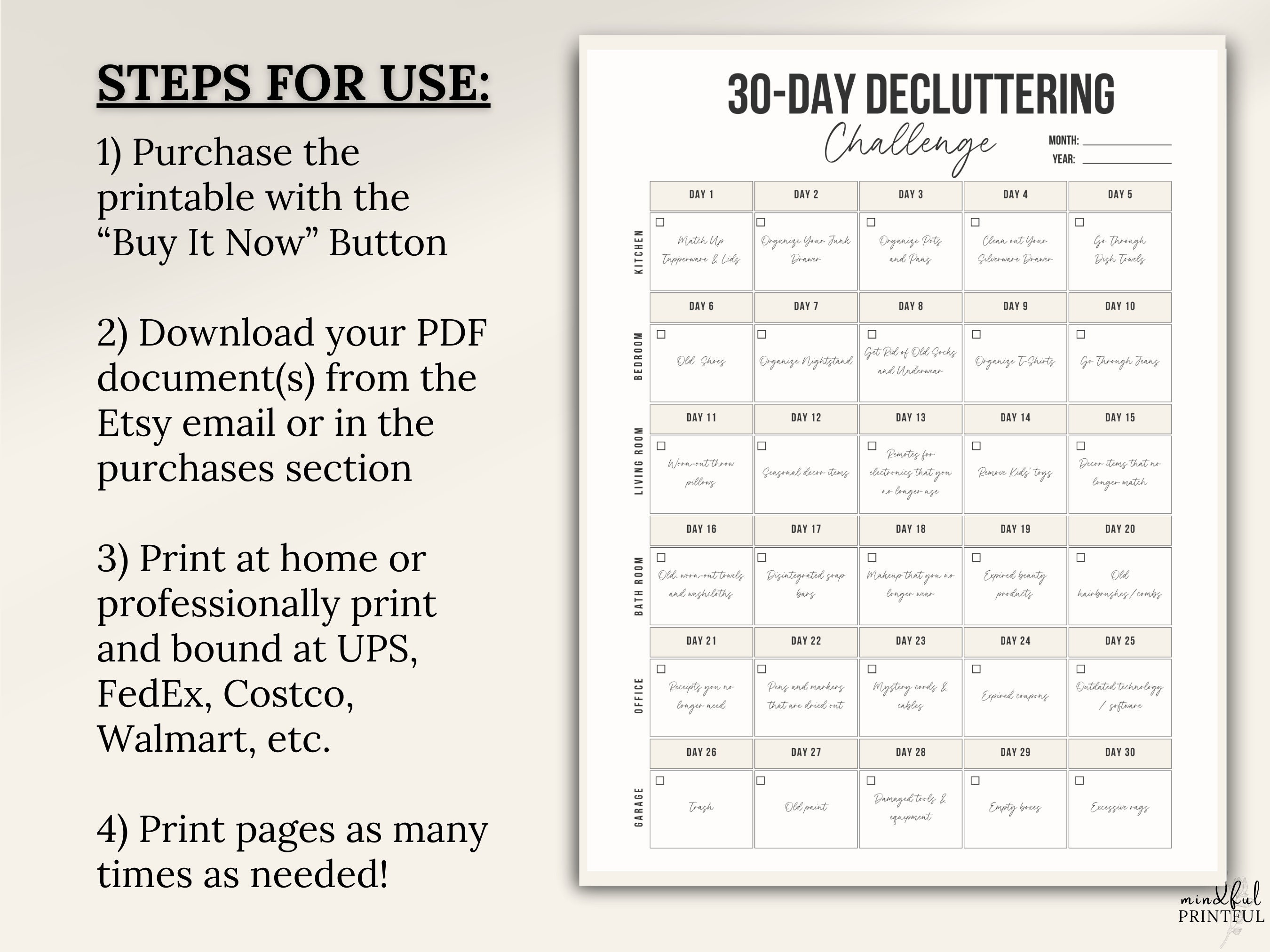 30 Day Declutter Challenge With Declutter Checklist Printable ...