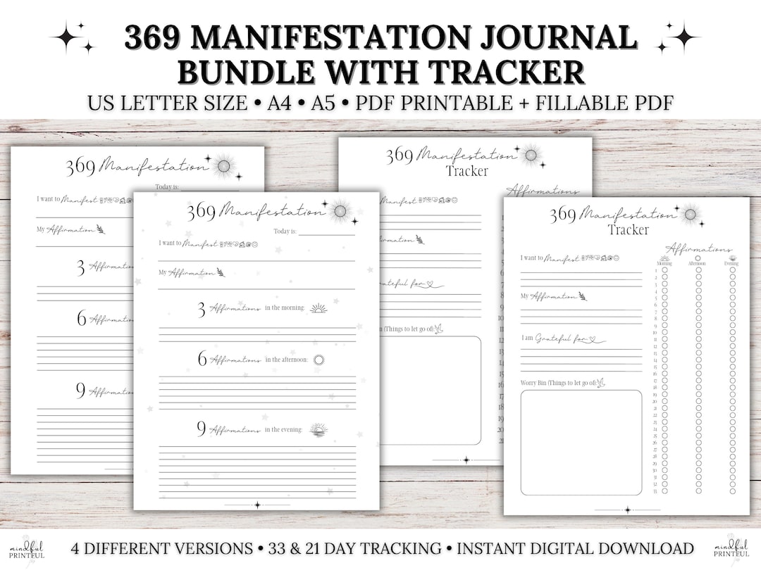 369 Manifestation Journal, Printable Manifestation Kit, 369 Method ...