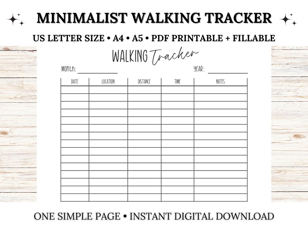 Walking Tracker Printable PDF, Walking Challenge, Workout, Exercise ...