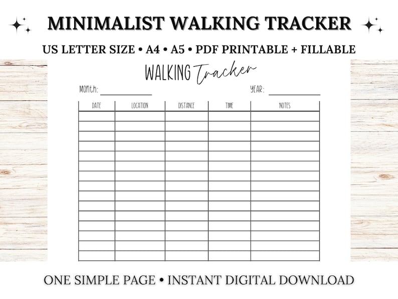 Walking Tracker Printable PDF, Walking Challenge, Workout, Exercise ...
