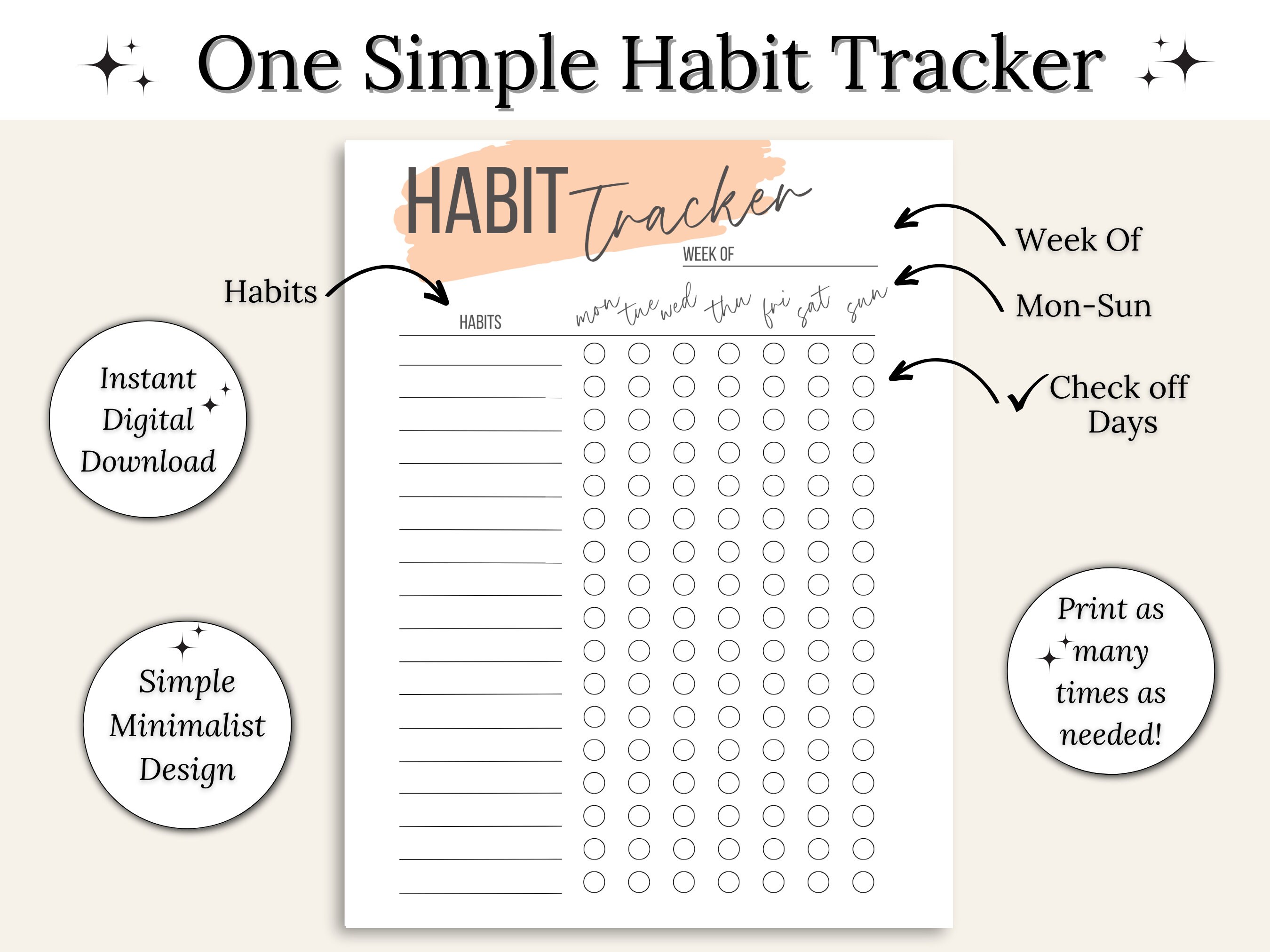 Weekly Habit Tracker Printable PDF Bundle, Routine Tracker, Habit ...