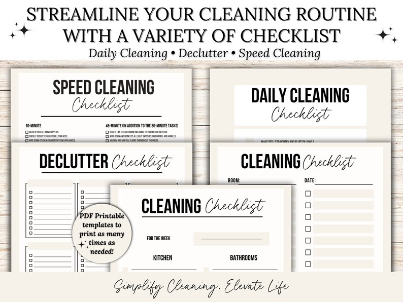 House Cleaning Planner Printable Bundle, Cleaning Checklist, Declutter Checklist, Cleaning ...