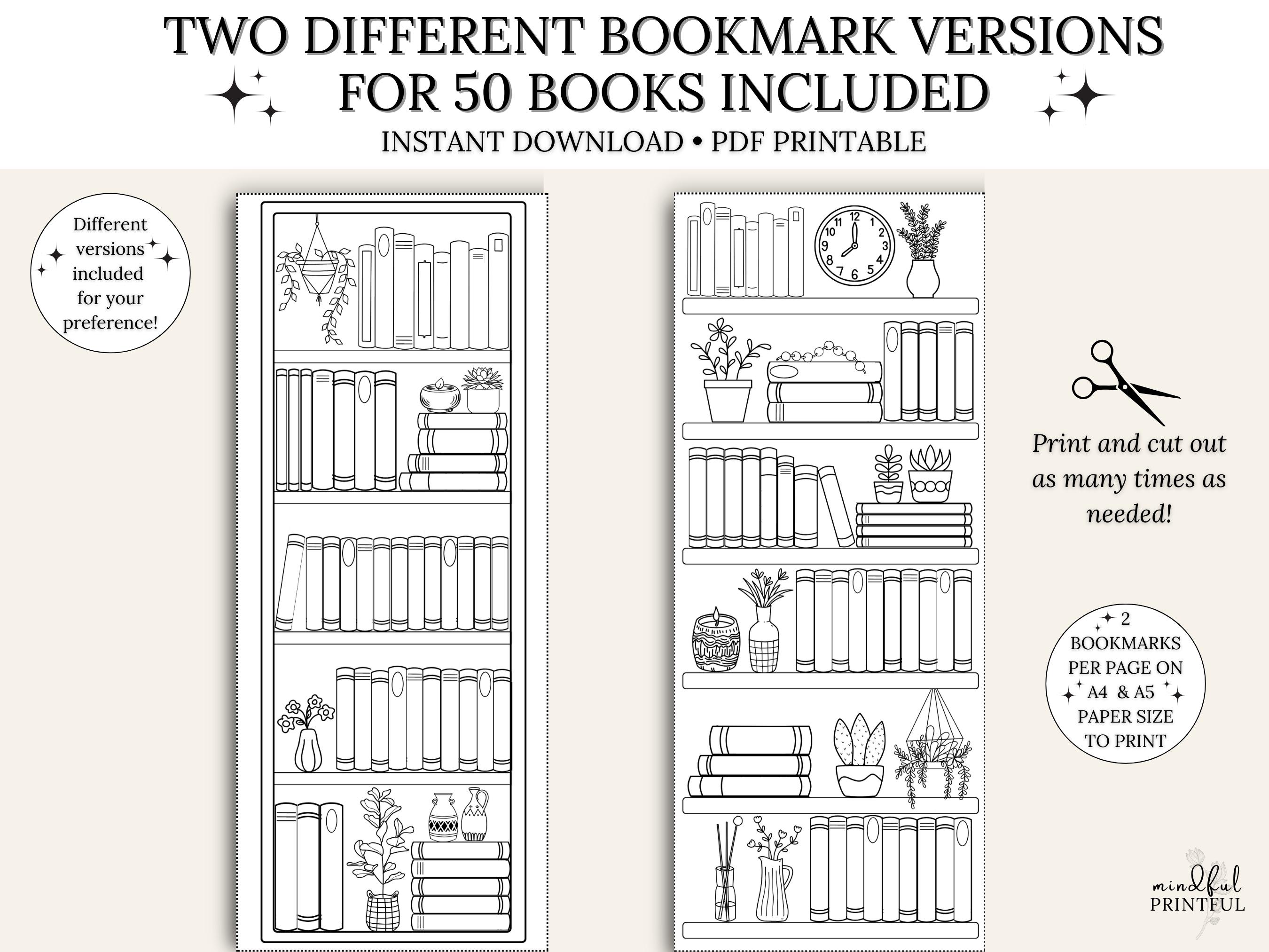 Bookshelf Bookmark, Printable Bookmarks, Reading Tracker List, Reading ...